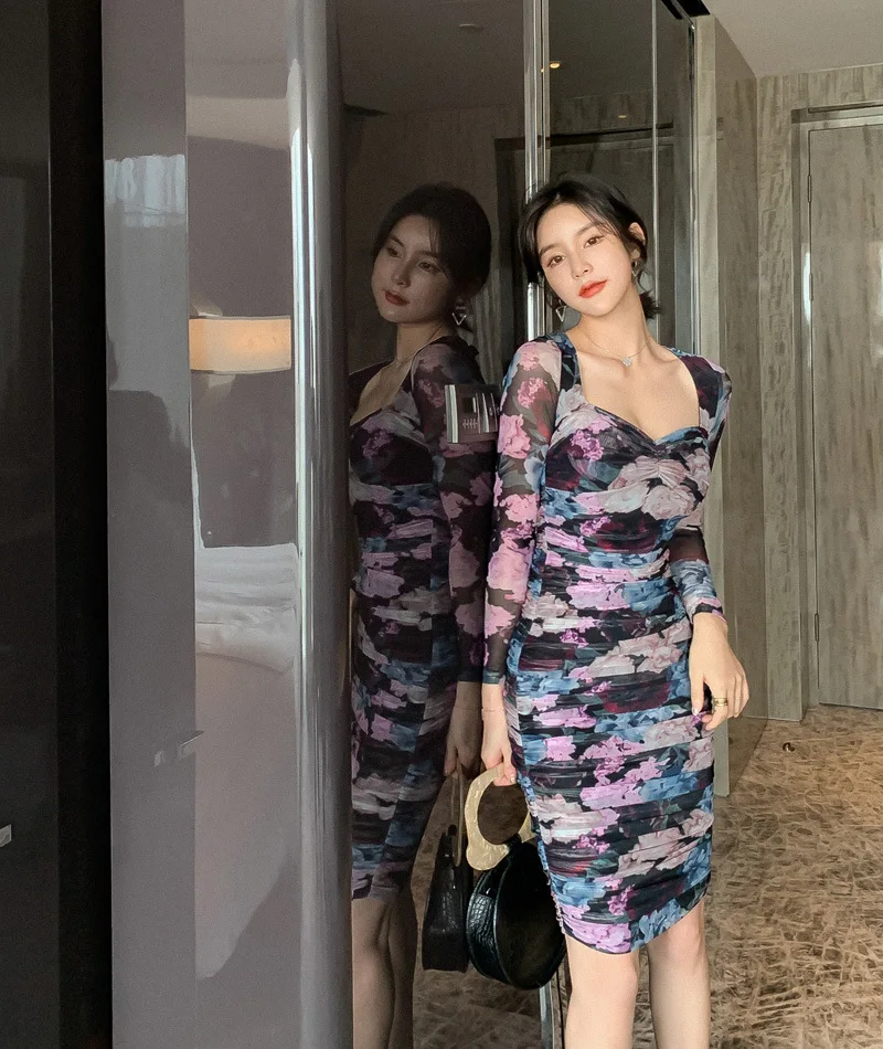 Pretty Steps 2024 Latest Women Elegant Square Neck Long Sleeve Floral ...