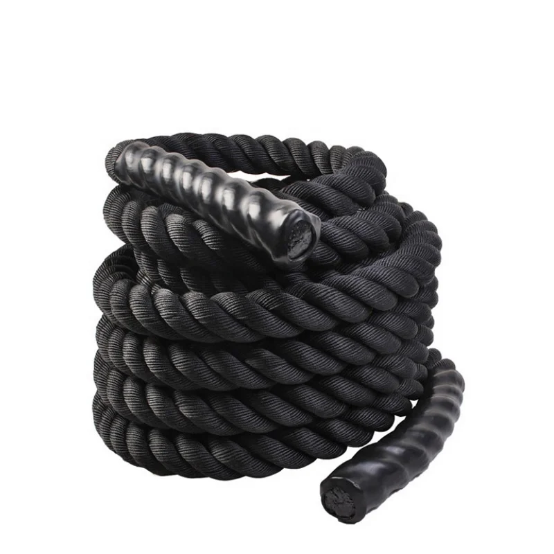 Black Workout Rope 100% Poly Dacron Heavy Battle Rope 1.5 Diameter 30 ...