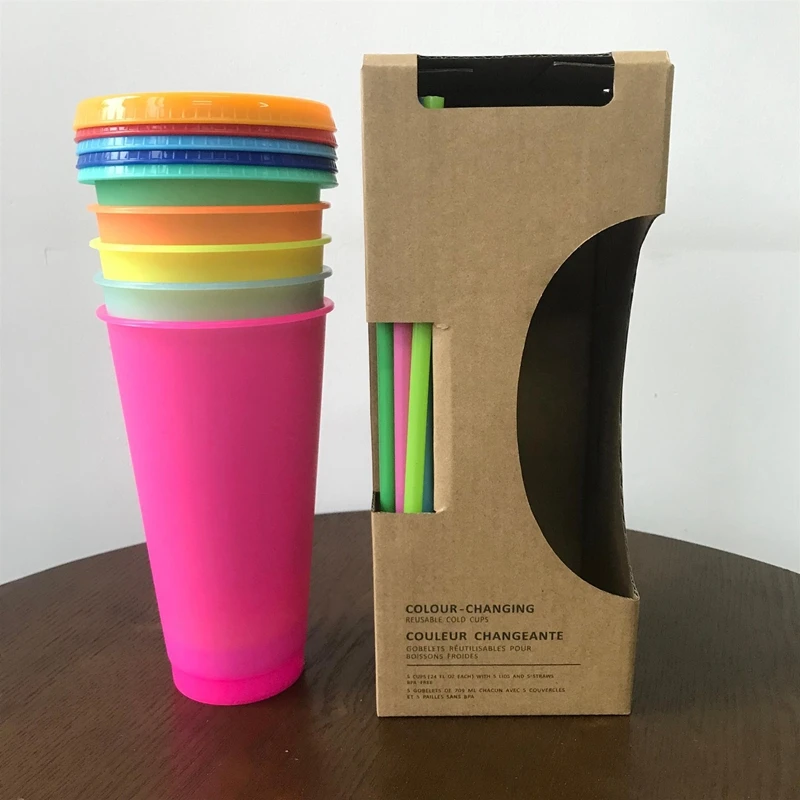 700ml Plastic Temperature Change Color Cups Colorful Cold Water Color ...