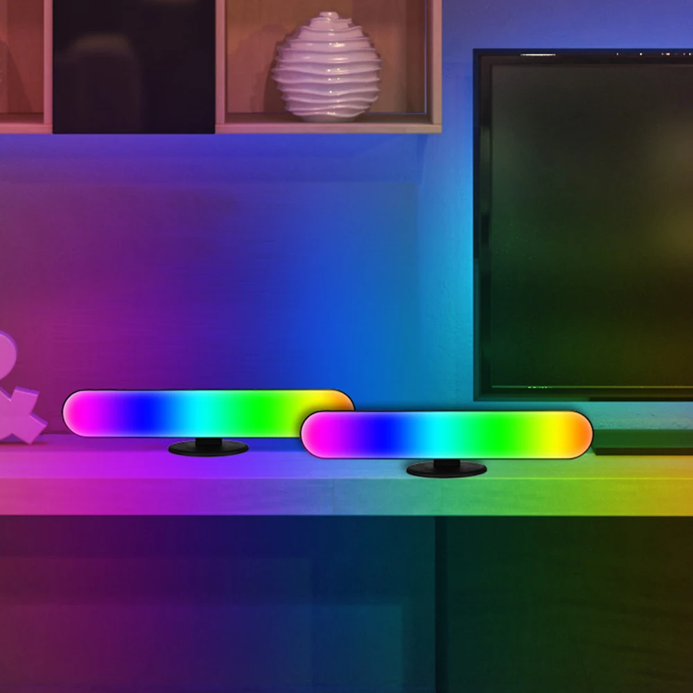 Gaming Room Desk Setup Dynamic Rgb Lighting Intelligent Remote Control ...