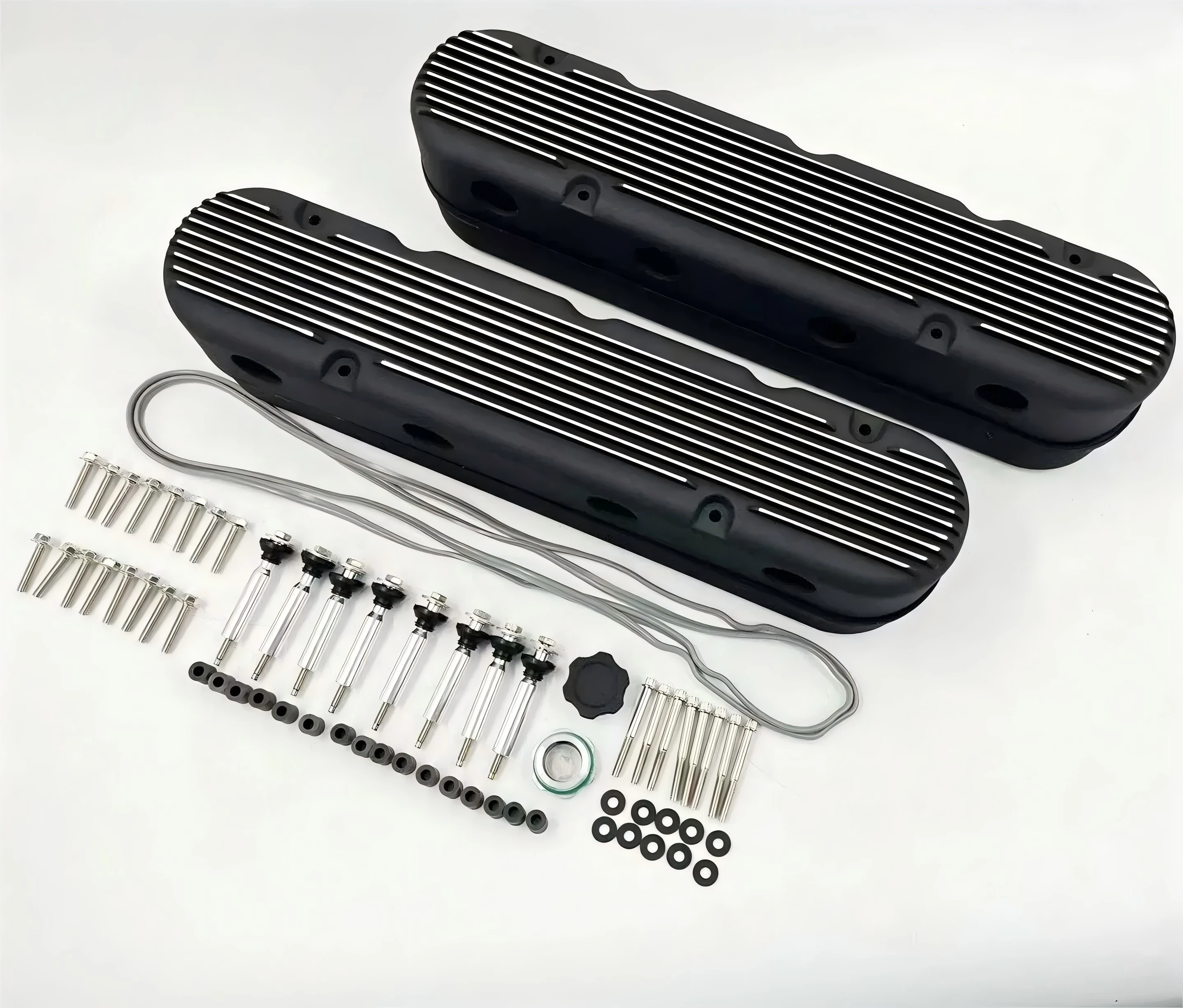 Aluminum Engine Finned Black Valve Covers with Coil Mounts and Covers ...