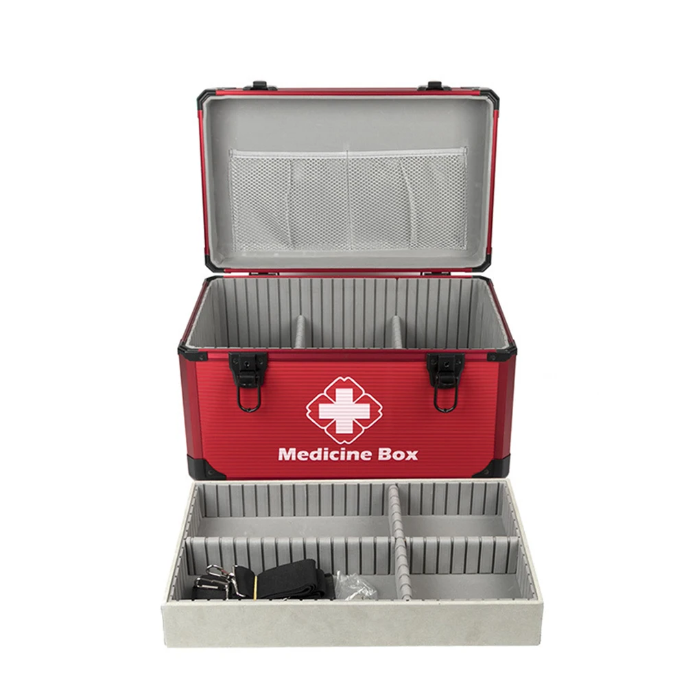 Medicine Medical Pill Box Red Metal First Aid Kit Box With Lock - Buy ...