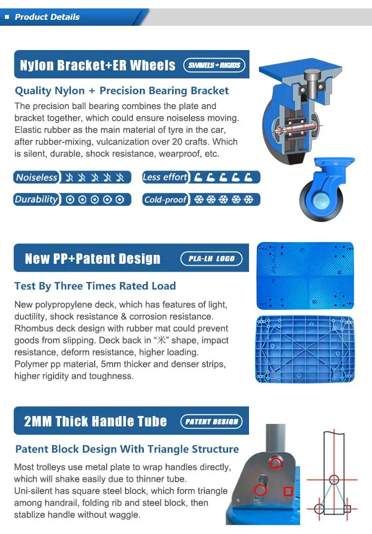 Dead Man Brake Hand Truck Cart Platform Trolley PLA300-SS-DX