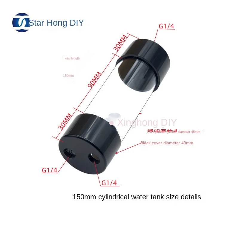 Transparent Cylindrical Water-Cooled Tank Diameter 45MM Volumes 100 ...