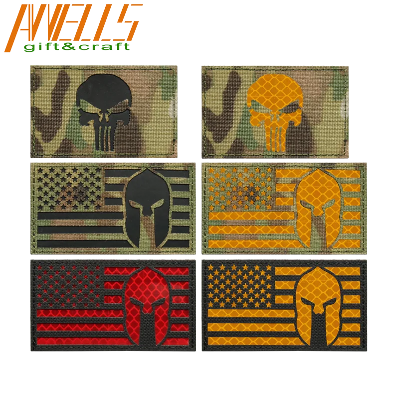 Multicam And Black Us Flag Ir Infrared Reflective Patch Tactical Hook ...