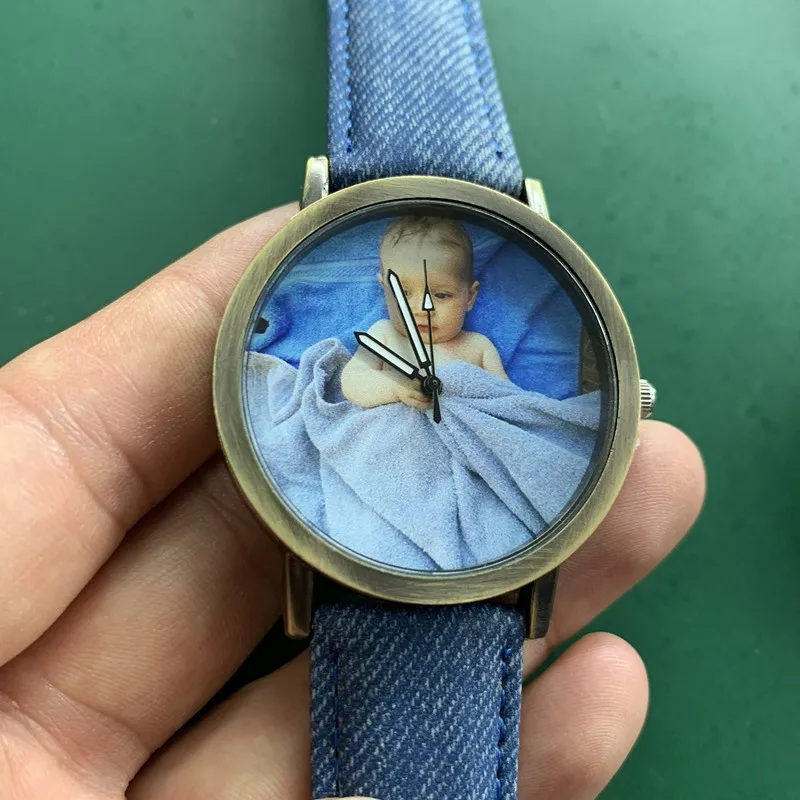 Genuine Leather Customized Your Own Photo Unisex Watch Custom Design ...