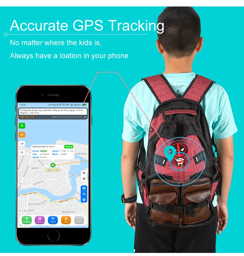Baby Kids Gps Trackers Tracer Tracker With Sos And Voice Mini Bags ...