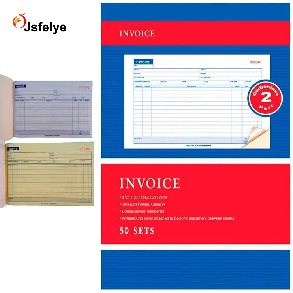 Carbonless Invoice Receipt Record Book 2 Part 50 Sets Duplicate Receipt ...