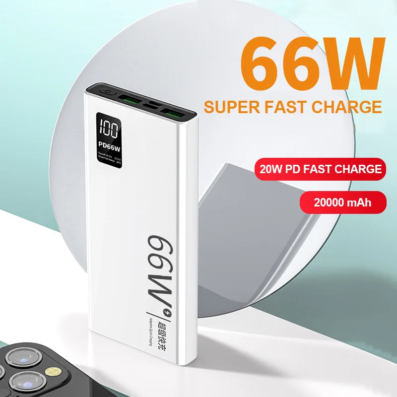 66w Fast Charge Power Bank Power Station Double Usb Portable Charger ...
