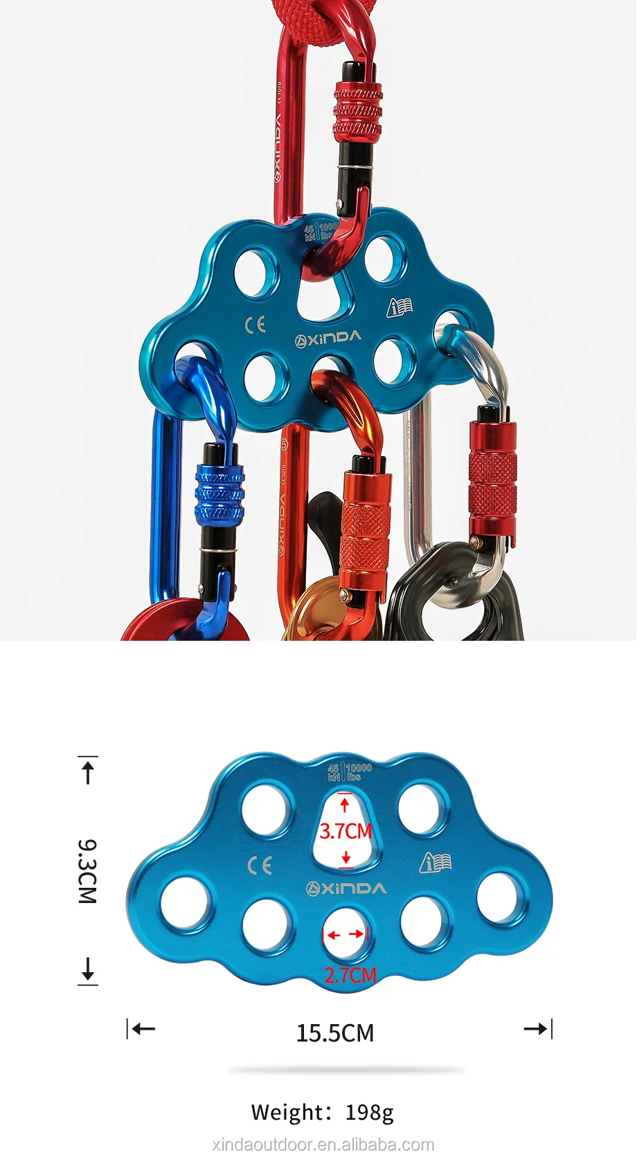 Xinda 45kn Climbing Aluminum 8 Holes Multi Anchor Rigging Plate For ...