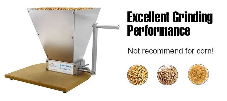 Homebrew Stainless Steel 2 Roller Malt Mill - Manual Barley Crusher