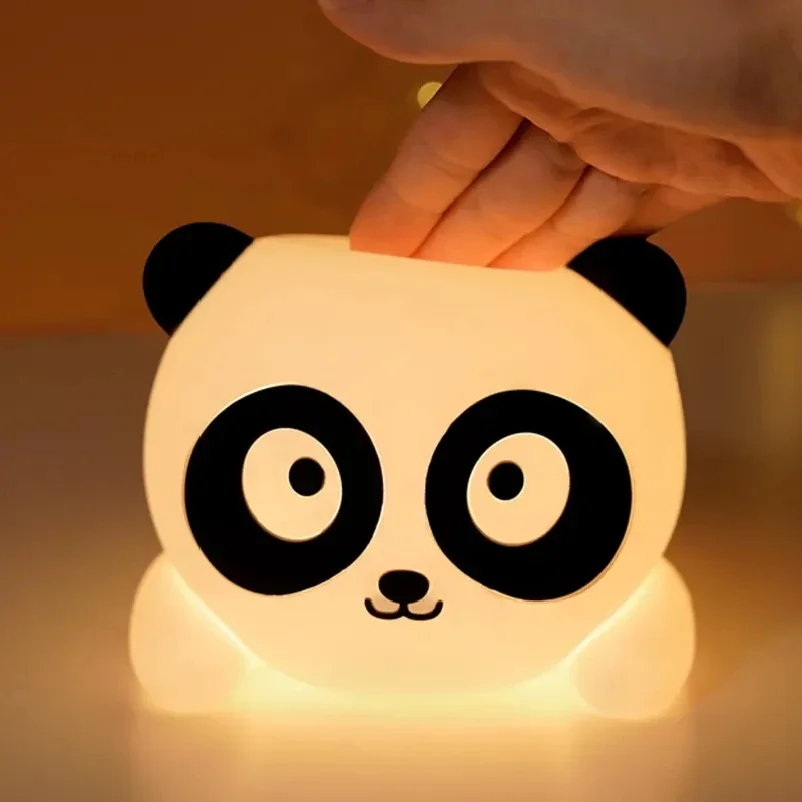 Rechargeable Pat Control Soft Silicone Cute Panda Light Toy Battery ...