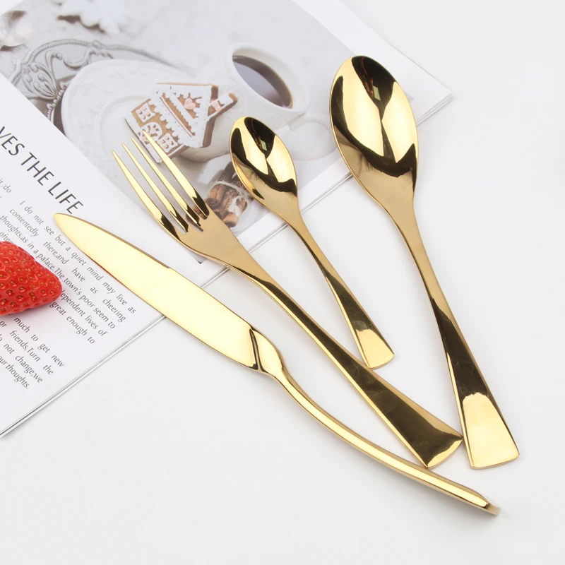 Luxury Mirror Polish Gold Cutlery For Wedding 18/10 Stainless Steel ...
