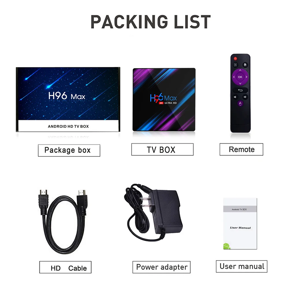 H96 Max Plus 4gb 64gb Android Tv Box 9,0 Smart TVBox RK3318 2,4G/5Ghz ...