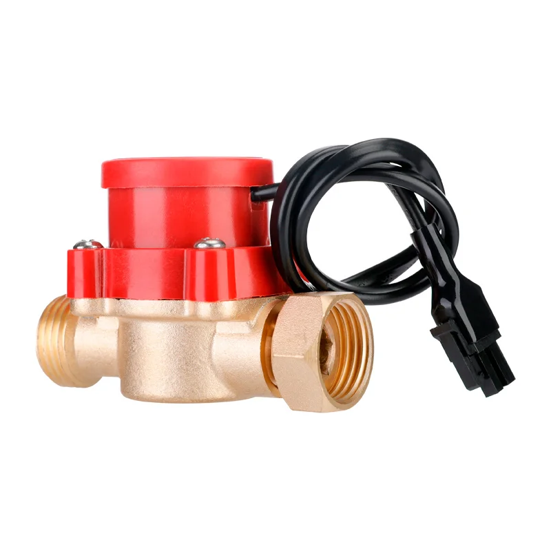 Brass Liquid Flow Switch Red Water Pump Flow Sensor Switch 1/2" To 1/2 ...