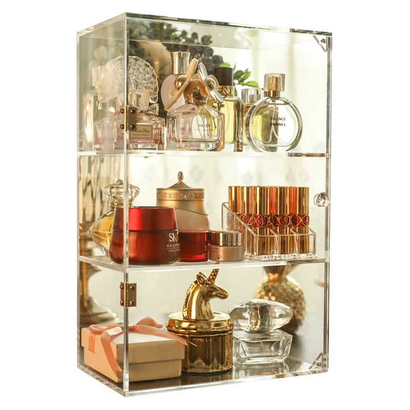 Transparent Acrylic Beauty Cosmetics Perfume Locker Box 3 Layers ...