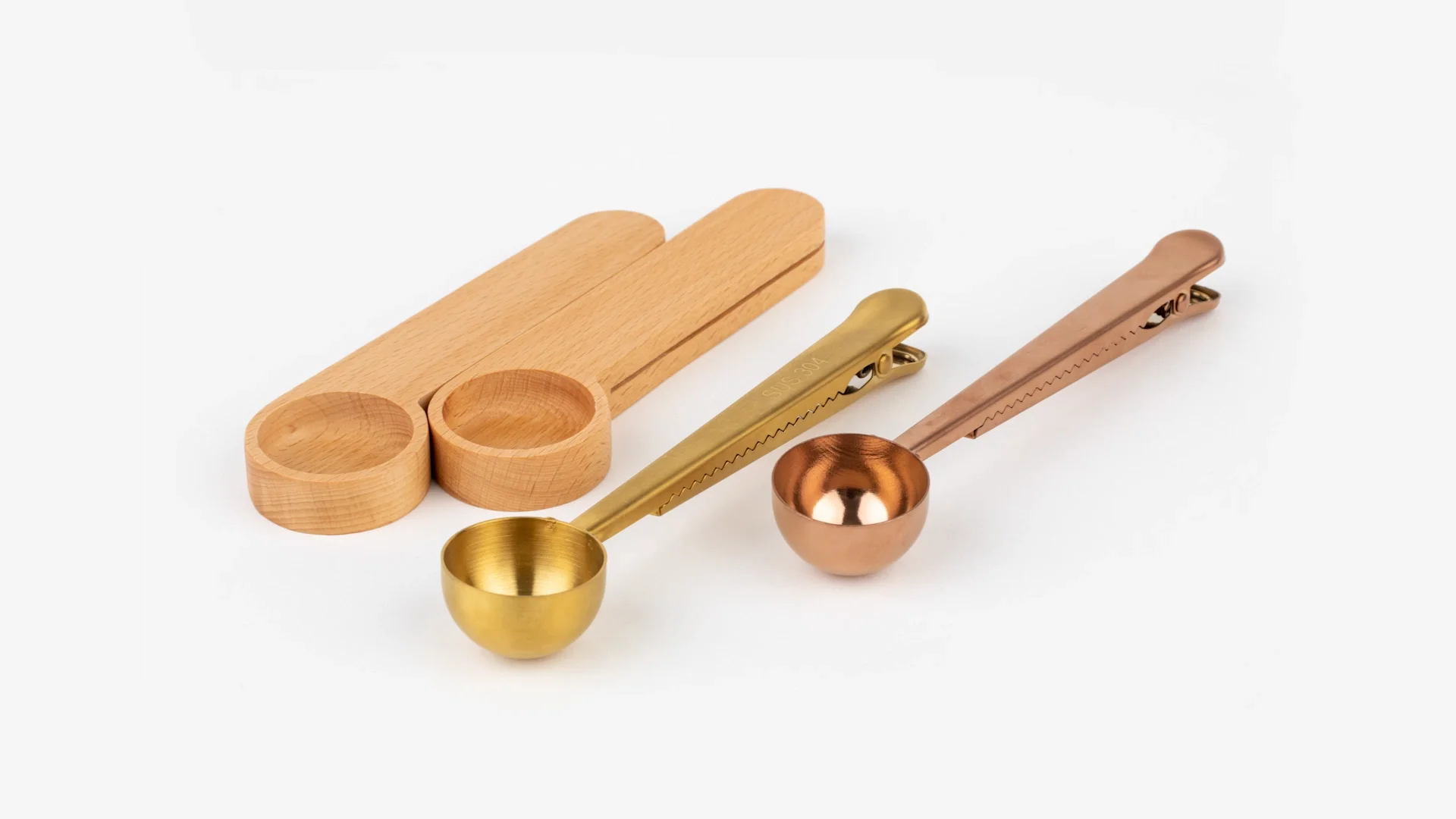 Small Wood Bamboo Tea Spoon Clamp Wooden Coffee Bean Measuring Scoop ...