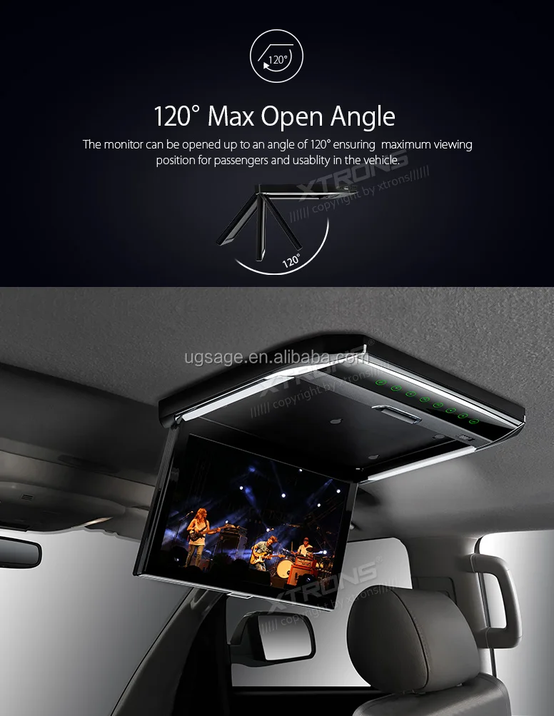 XTRONS 1080P 12.1" Car Roof Monitor - Universal Flip down Screen