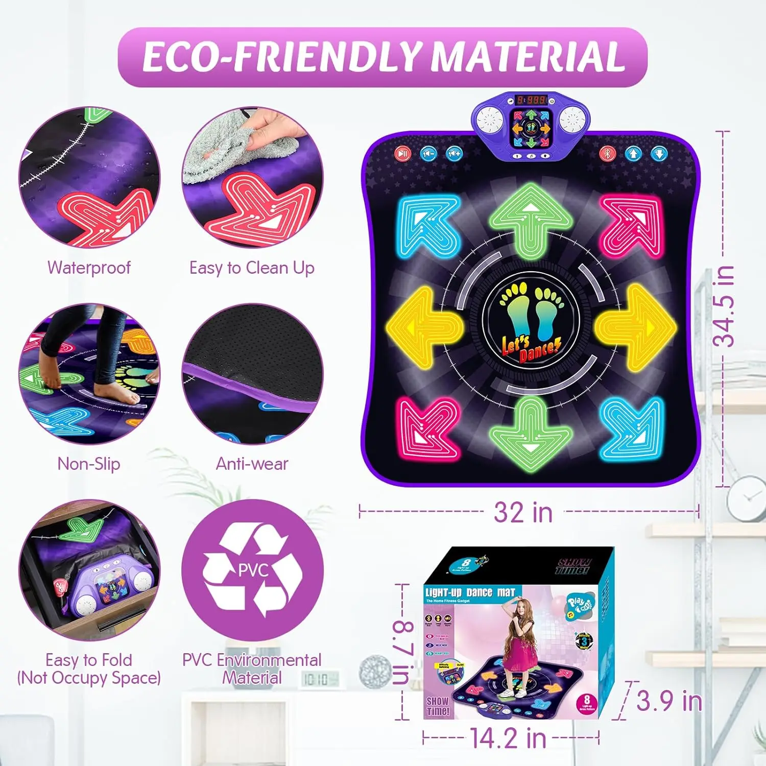 Dance Mat Toys: Light-up 8-button Mats With Wireless Bluetooth. Music ...