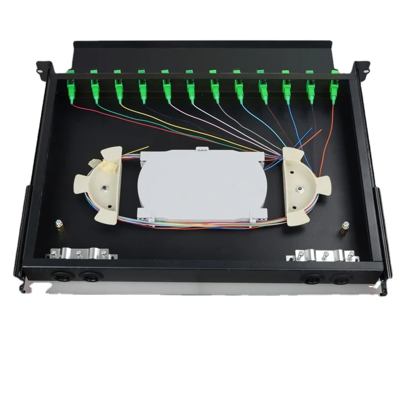 1u 19'' Sliding Type Rack Mount Fiber Optic 12 Port Patch Panel Optical ...