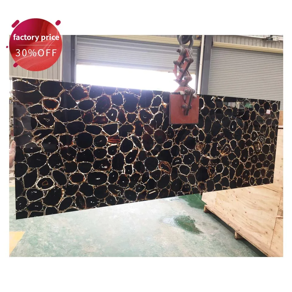 High Quality Black Agate Stone Mosaic Panel Semi Precious Gem Stone ...