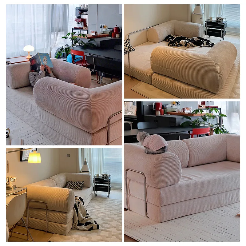 Compressed Two Seat Fabric Sofa 2 Meters Foldable Movable Reclining ...