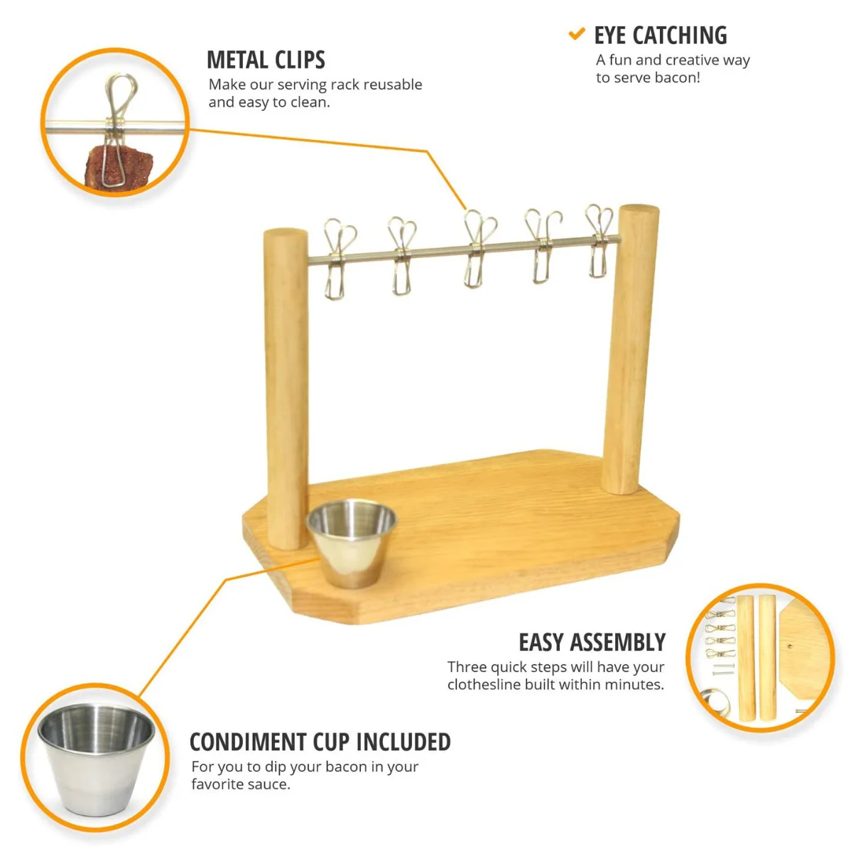 Wooden Bacon Clothesline - Entertaining & House Warming Gifts