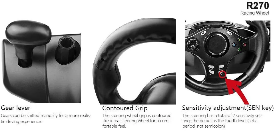 Steering Wheel Game 5 In 1 180 Degree Steering Plug And Play Support ...