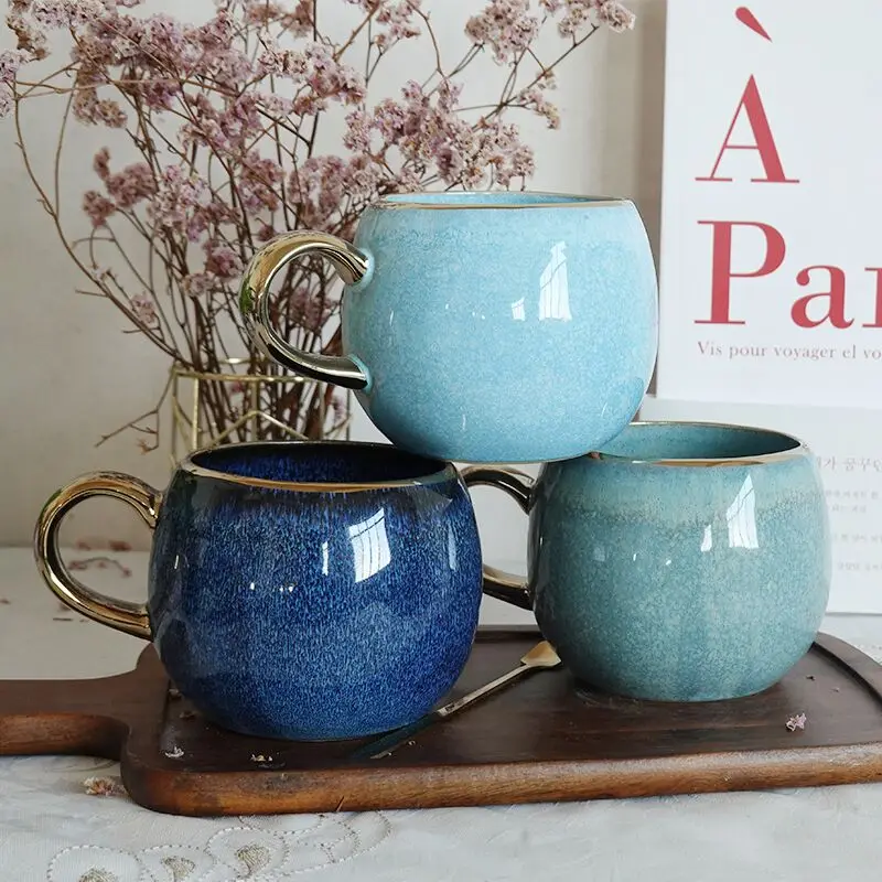 Yea Gold Handle Spherical Cup Reaction Glaze Coffee Espresso Cup,China ...