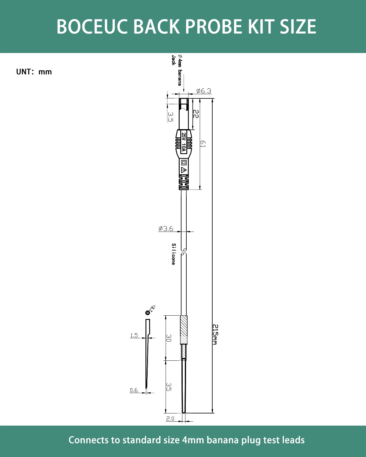 Bc5520093 4mm Standard Banana Socket Silicon Flexible Spoon Back Probes ...