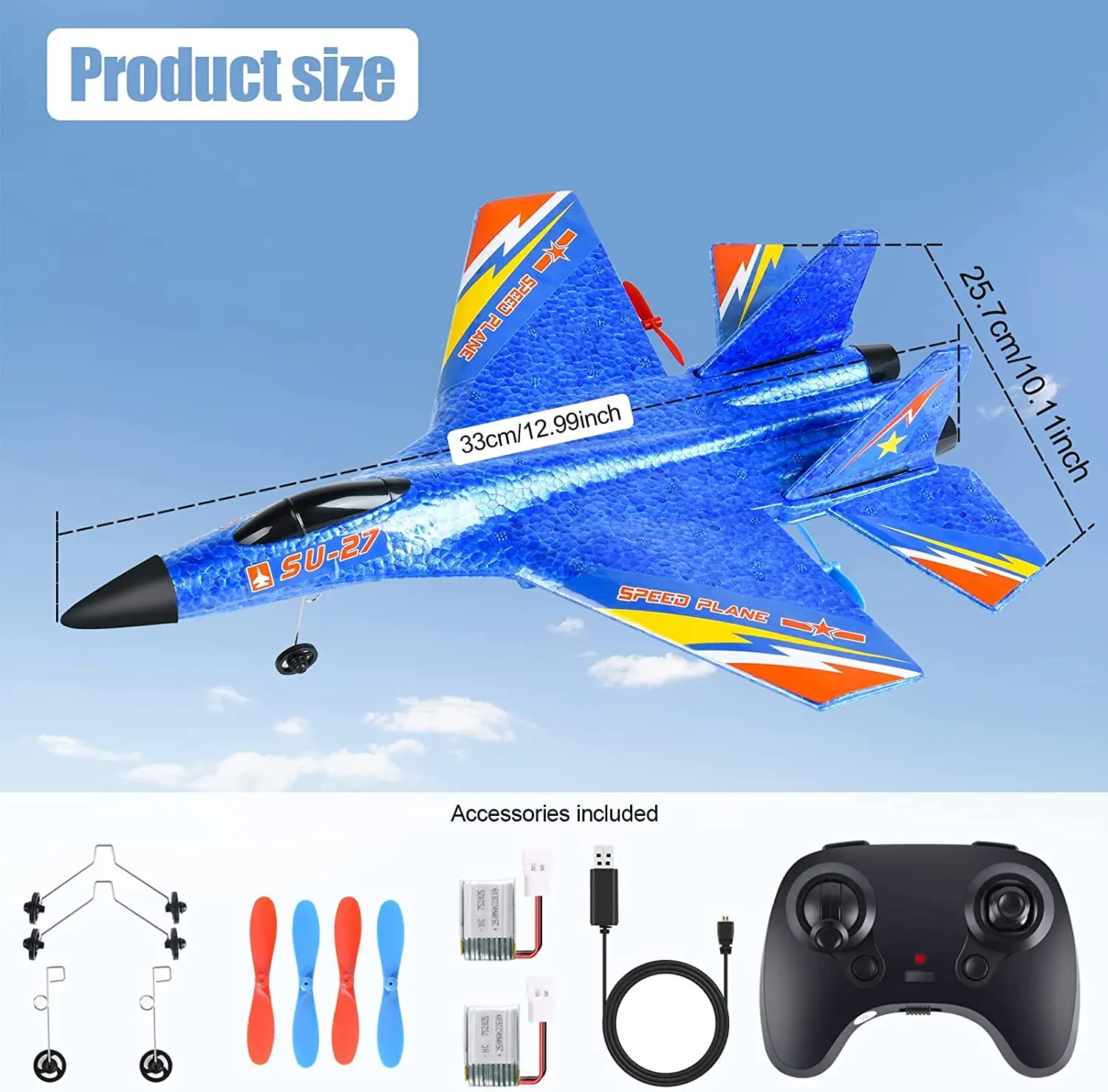 Su-27 RC Airplane - Stabilized Foam Glider for Fun Flights