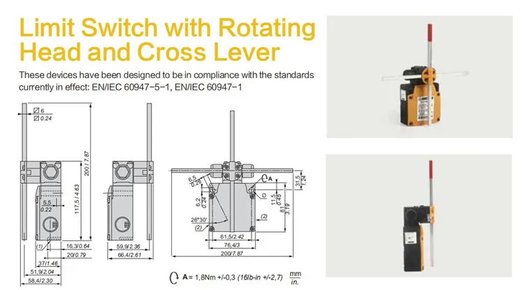 2 Speeds Stay Put Cross Rods Rotating Head Position Limit Switch for ...