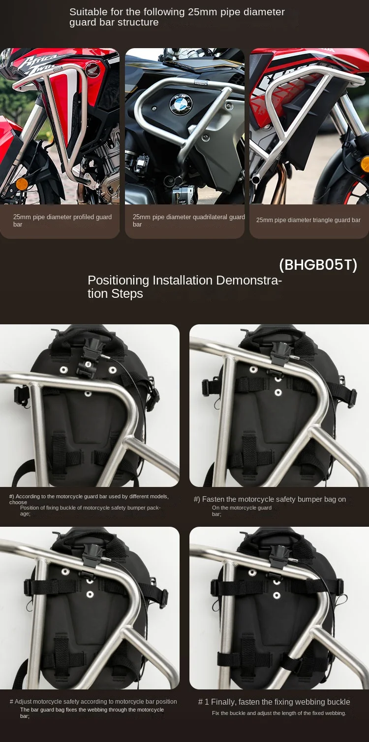 LOBOO Waterproof Reflective Motorcycle Bar Bag - 6L