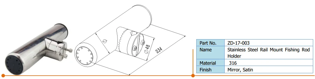 Stainless Steel Fishing Rod Holder for Pontoon Boat | Marine Hardware, OEM