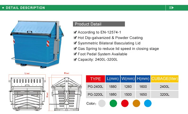 Hot Dip Galvanized 3200 Liter Metal Garbage Trolley - Buy Waste ...
