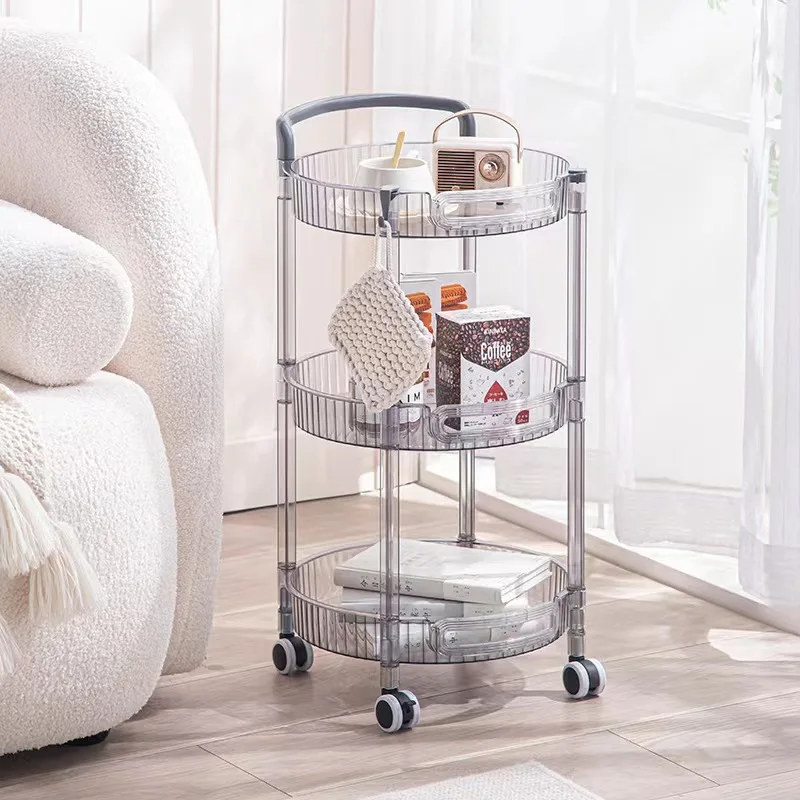 New PP Round Trolley Bathroom Trolley Transparent Color Snack Storage ...
