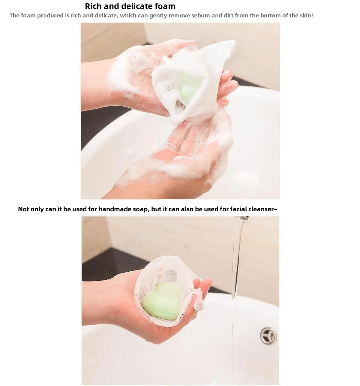 10pcs Special Mesh Foaming Net Soap Pocket High Water Facial Cleanser ...