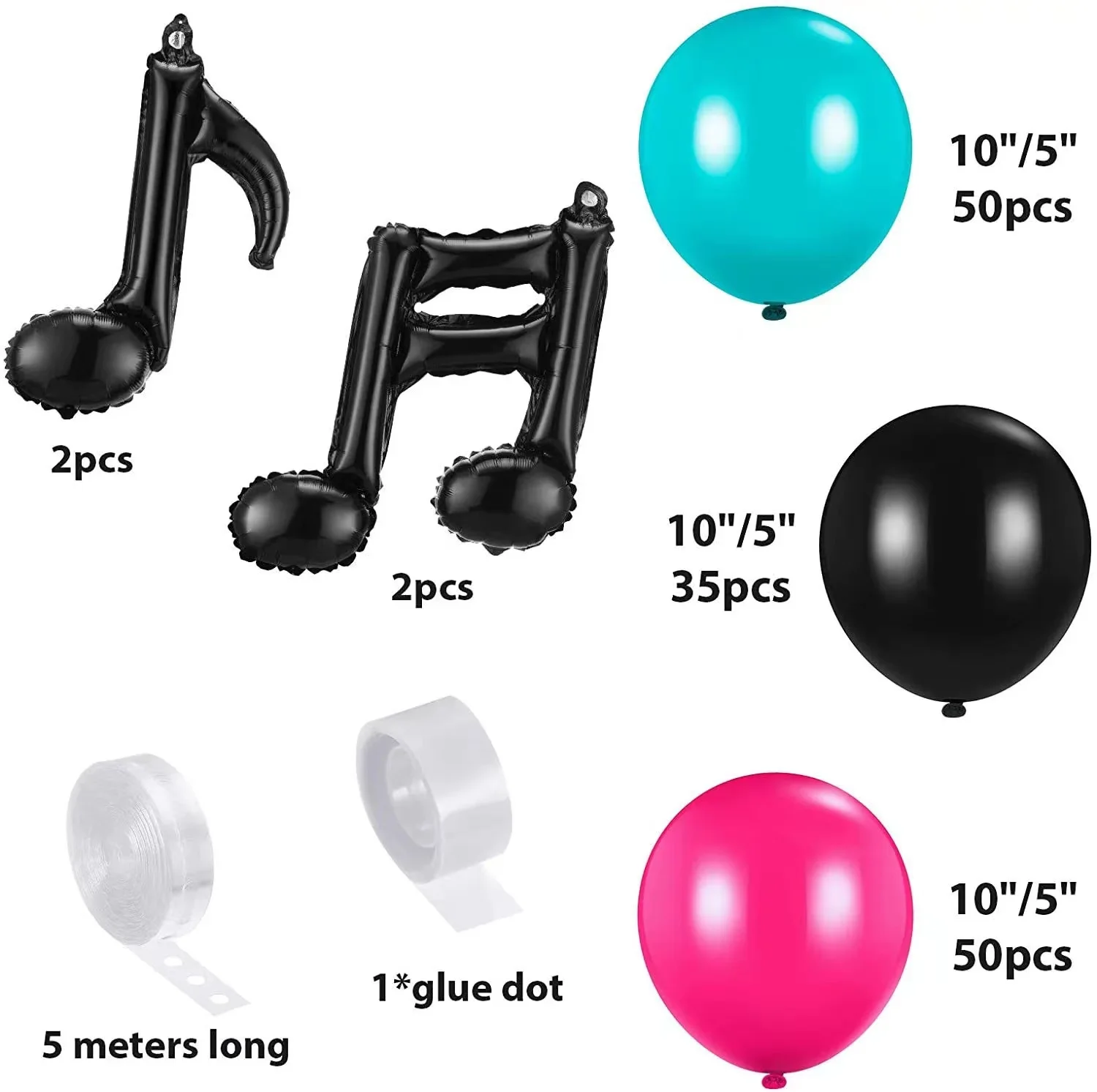 141pcs Music Note Balloon Arch Kit Garland Tiffany Blue Black Latex ...