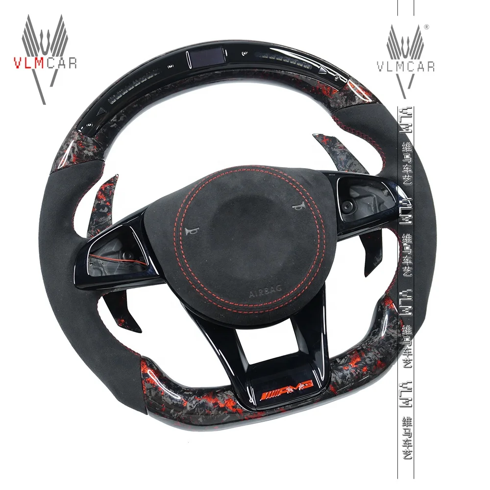 Custom Forged Carbon Fiber LED Steering Wheel for Mercedes Benz W205 ...