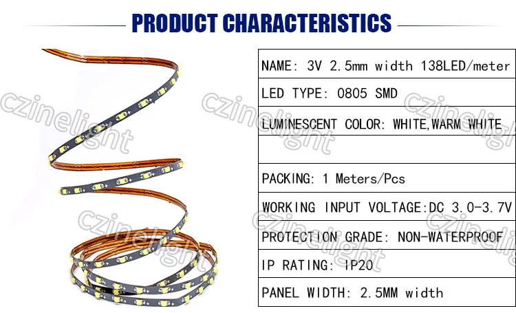 High Quality Led Strip Custom 2.5mm Width 138 Leds/m White And Warm ...