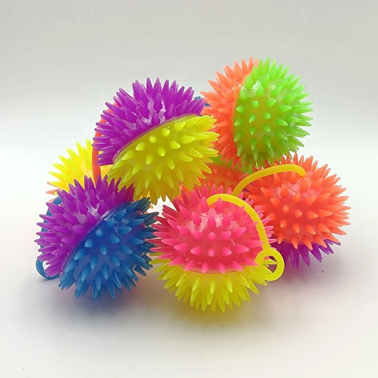 Stress Relief Light Up Spiky Squeeze Squeaker Ball Toy Squeeze Ball For ...