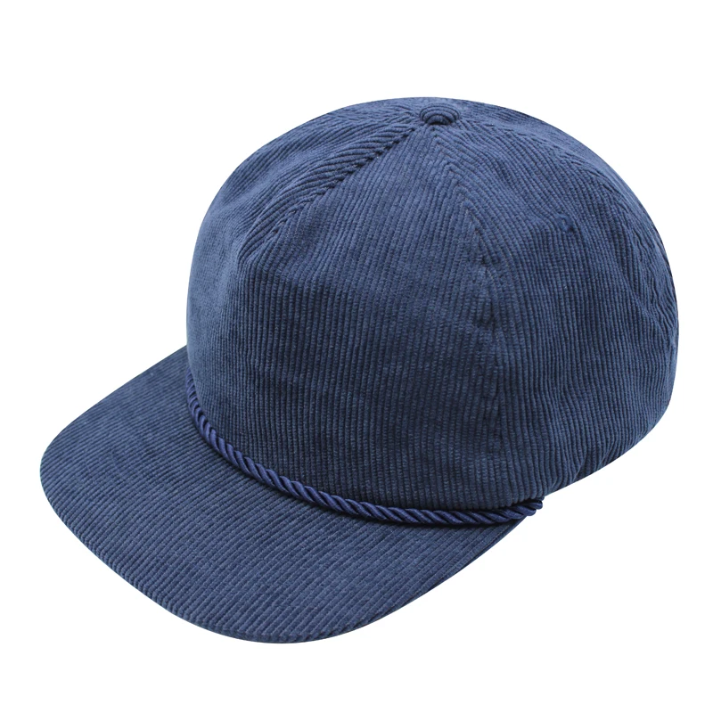 Shop Customized New Logo Brim Rope 5 Panels Corduroy Hat