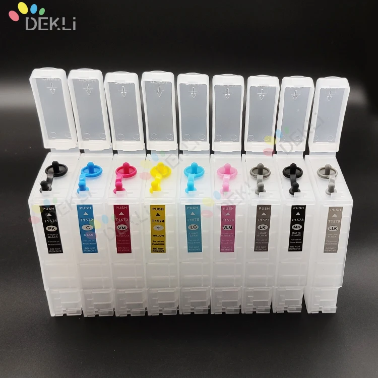 9 Colors T1571 Refillable Ink Cartridge For Epson R3000 Printer Refill ...