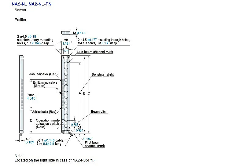 NA2-N16 Area Sensor - General Purpose & Slim Body Transducer