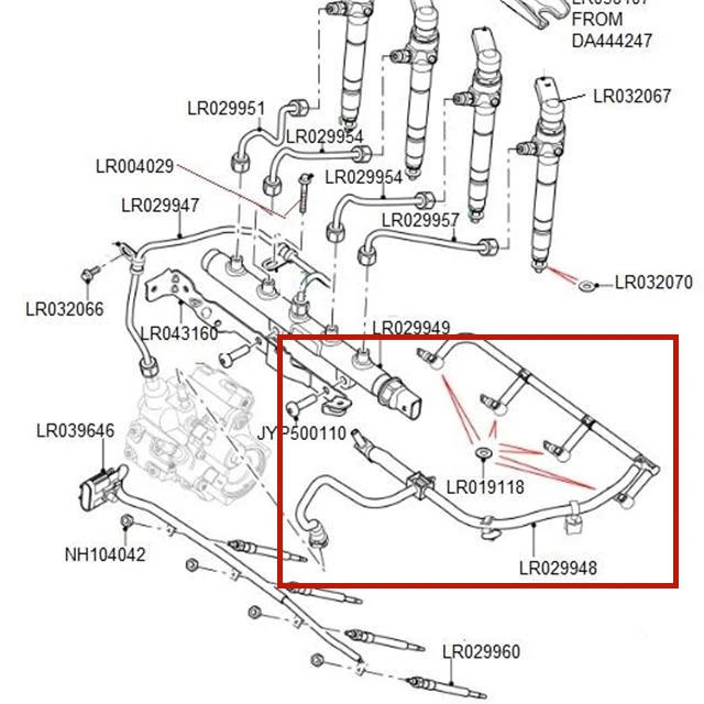 Lr029948 Injector Leak Off Pipe Fits Defender Td4 2.2 - Buy Injector ...