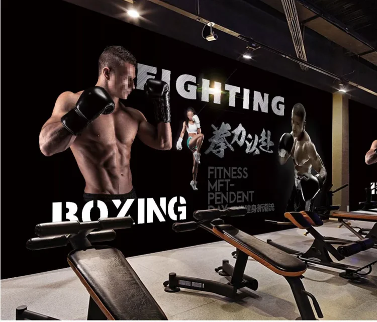 Personalized Retro and Fashion Fitness Gym Background Wall