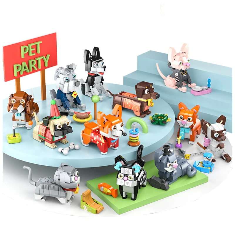 Kids DIY Building Block Toys - Cat and Dog Pet Models