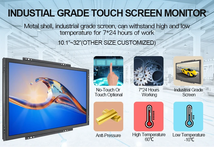 Factory 21 Inch Touch Monitor High Brightness Lcd Panel Industrial Wall ...