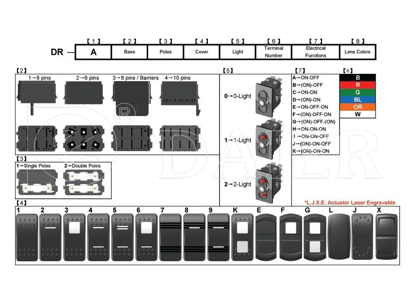 Carling 5 Pin Bar Rocker Switch 5 Terminal - Durable & Reliable
