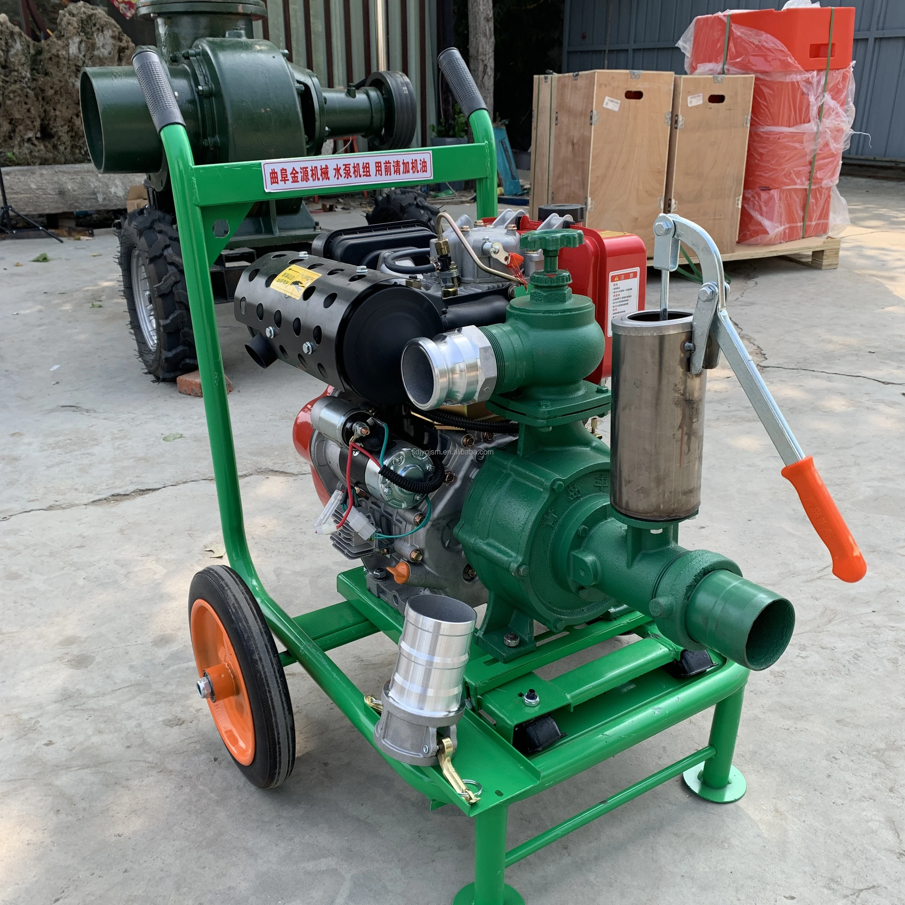 Double Bladed High-pressure Pump Diesel Engine,Small Hand Pushed 4-inch ...